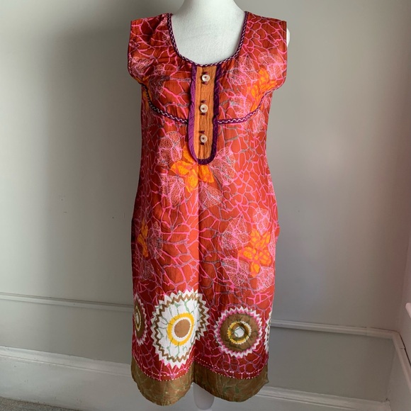 Tops | Vintage Batik Beaded Traditional Clothing Tunic Longline Tank ...